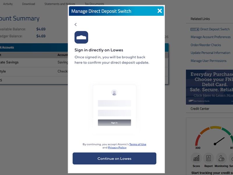 Direct Deposit Switch | First National Bank